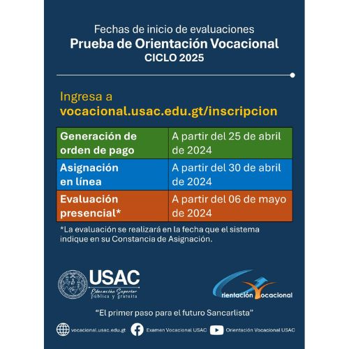 Asignación para el Examen de Orientación Vocacional Usac 2025